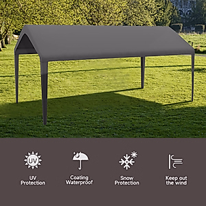 GOTRUTH Canopy Replacement Cover, Carport Replacement Canopy, 800D Oxford Waterproof & UV Protected Tarp with Ball Bungees (Frame is not Included) (Gray, 12x20)