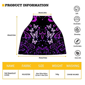 Horeset Purple Butterfly Car Seat Cover for Babies,Stretchy Infant Stroller Cover Soft Breastfeeding Cover Breastfeeding Scarf Infant Carseat Canopy