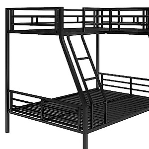 DEYOBED Twin & Twin Over Full L-Shaped Metal Triple Bed Bunk Bed with Twin Size Loft Bed Desk for 3 Kids Teens