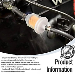 Lawn Mower Fuel Line 6-Foot 1/4 Inch ID Fuel Line Set + 2 Pcs 5/16 Inch Fuel Filters + 10 Pcs 2/5" ID Hose Clamps +2 Pcs 1/4 698183 Fuel Shut -by HuthBrother, for Kawasaki Kohler Mowers Engines