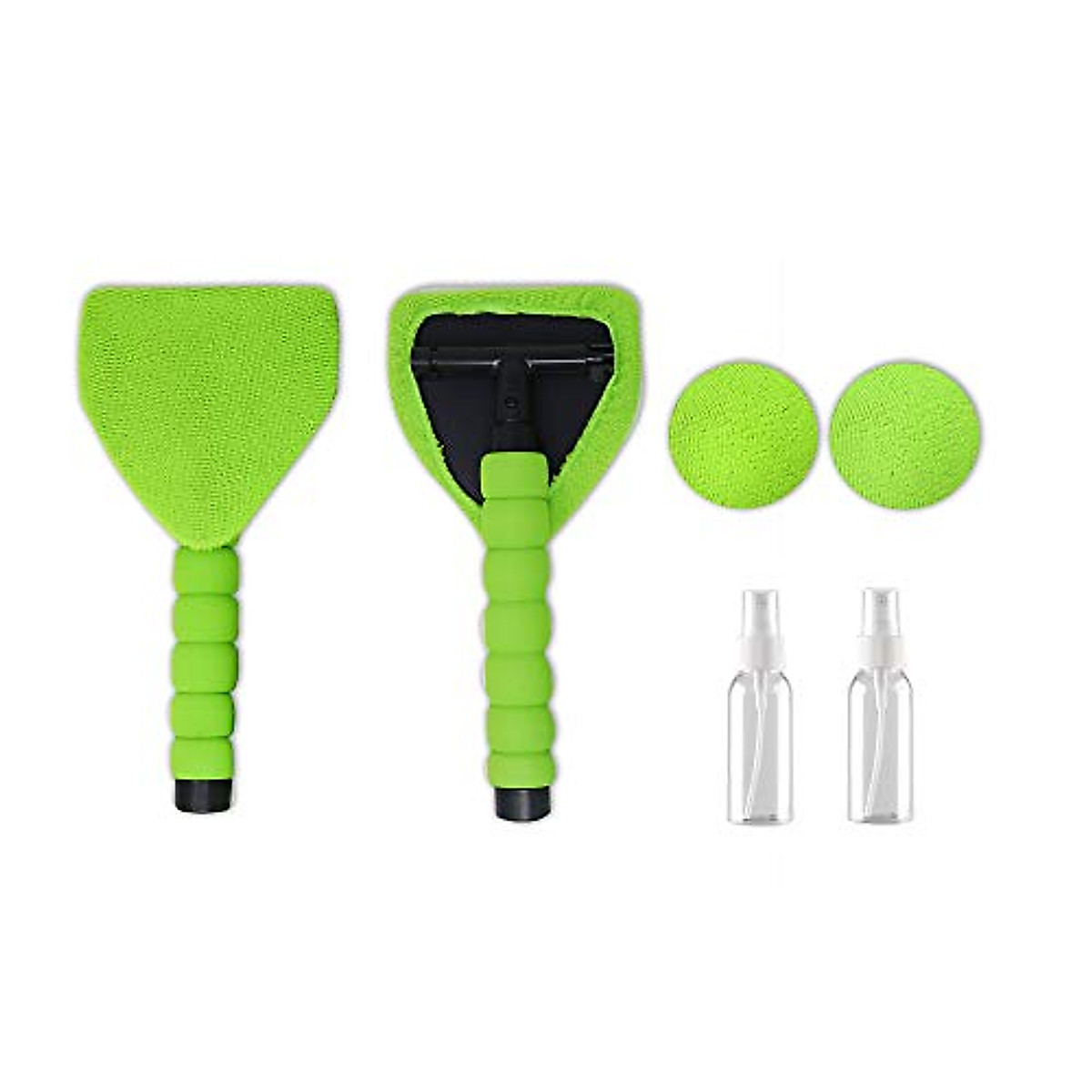 PRIMESTARZ Windshield Cleaner (2 Pack) Window Glass Cleaning Tool with Extendable Handle Washable Reusable Microfiber Cloth for Auto Interior Exterior Glass Wiper Cleaning Kit