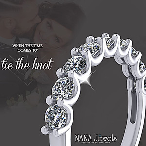 NANA Jewels Womens Pure Brilliance Zirconia Simulated Diamond Band Ring, Rhodium Plated Sterling Silver, Size 7