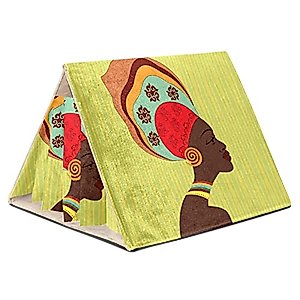 RATGDN Small Pet Hideout African Art Women Hamster House Guinea Pig Playhouse for Dwarf Rabbits Hedgehogs Chinchillas