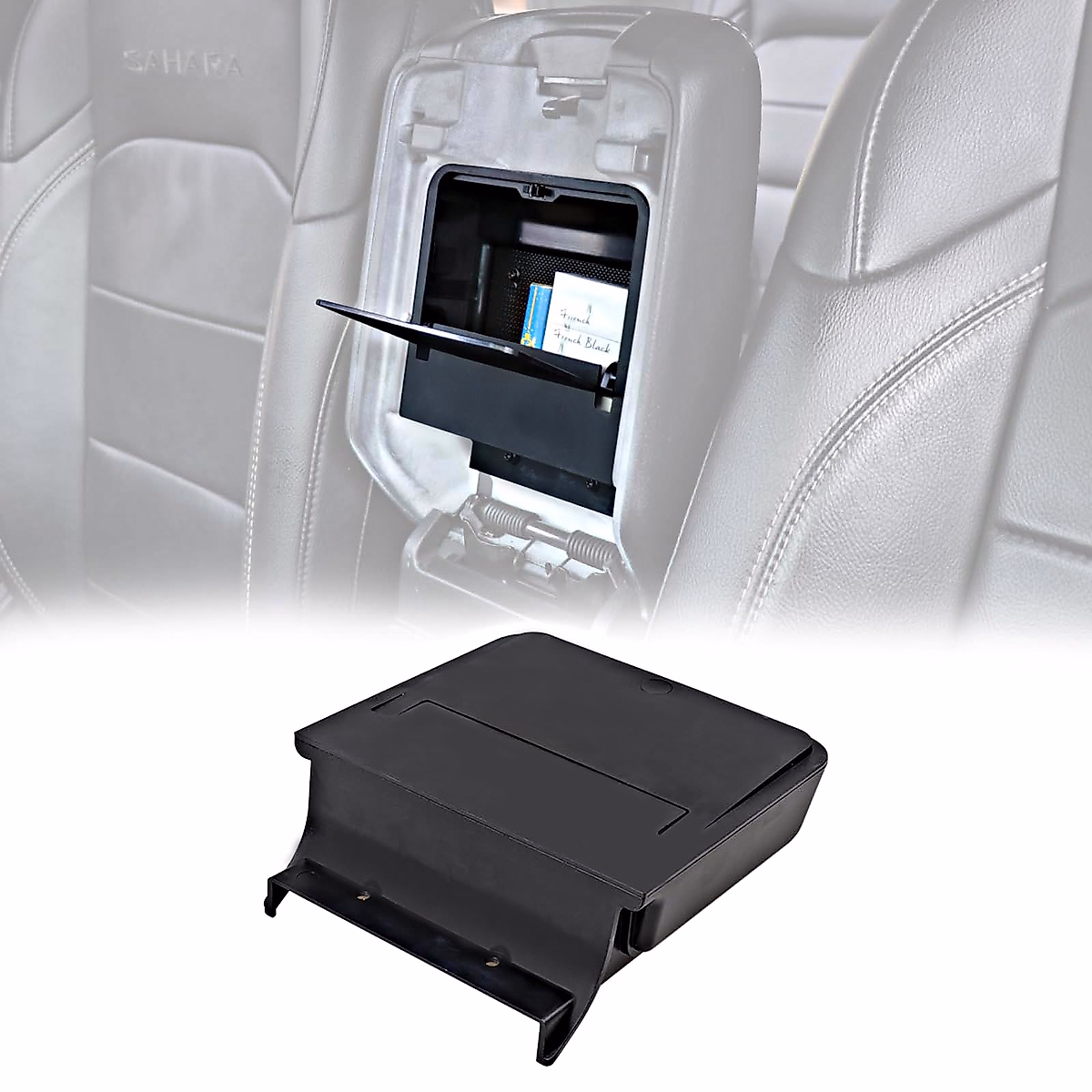 JHD-TOGO for Jeep Wrangler JL One-Touch Hidden Storage Console Box,Center Console Hidden Storage Box for 2018-2024 2025 Jeep Wrangler JL JT 4XE Accessories 2/4-Door,Center Console Box,Black