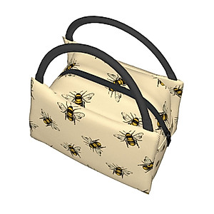 MANQINF Cute Bee Lunch Bag Lunch Box Large Capacity Bee Insulated Lunch Box Tote Reusable Cute Lunch Box