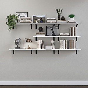 DOLLFIO Floating Shelves, 8 Sets Wall Shelves, Wooden Floating Shelves for Bedroom Wall Décor, Wall Mounted Floating Bathroom Shelf for Storage, Floating Book Shelf Living Room – White