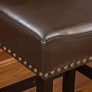 Christopher Knight Home Louigi Backless Leather Barstools, 2-Pcs Set, Brown