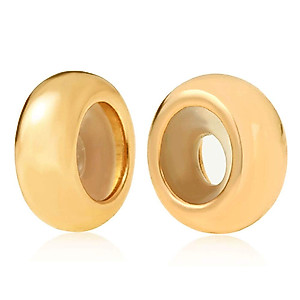 2 PCS Rondelle Spacer Charm 925 Sterling Silver Clip Stopper Charm Lock Stpper Charm for Pandora Charms Bracelet (A, Gold)