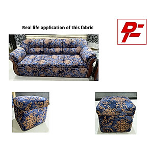 Decora Furnishings Damask Design Digitally Printed Velvet Finish Fabric for Upholstery, Chairs, Cushions, Window Treatments Crafts Rennaisance Rococo Victorian Style 54" Width By the Yard (Royal Blue)