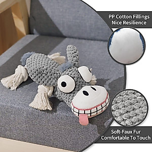 PAZ'S GIFT Dog Toys Interactive,Puppy Toys Teething,Dog Squeaky Toy,Stuffed Animals Toys with Cotton Material and Crinkle Paper,Indestructible Dog Toy,Dog Chew Toys for Small,Middle,Big Dogs(Donkey)