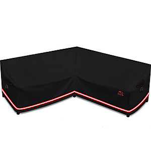Turtle Life Patio Sectional Sofa Cover, Outdoor Heavy Duty Durable UV Water Resistant Anti-Fading V-Shaped Couch Cover, Black, 70" L (on Each Side) x 33.8" D x 33.8" H