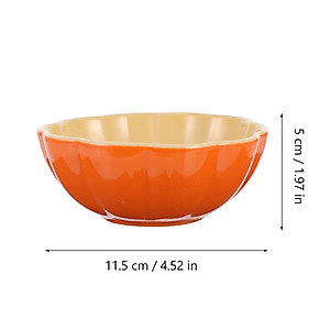 BESPORTBLE Pumpkin Shaped Bowl Ceramic Salad Bowl Decorative Porcelain Serving Bowl for Soup Pasta Dessert Snack Fruits Kids Food