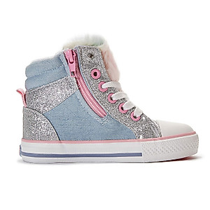 Weestep Girls Toddler/Little Kid Glitter Unicorn Bow Sneaker Shoe, Colorful Blue 2