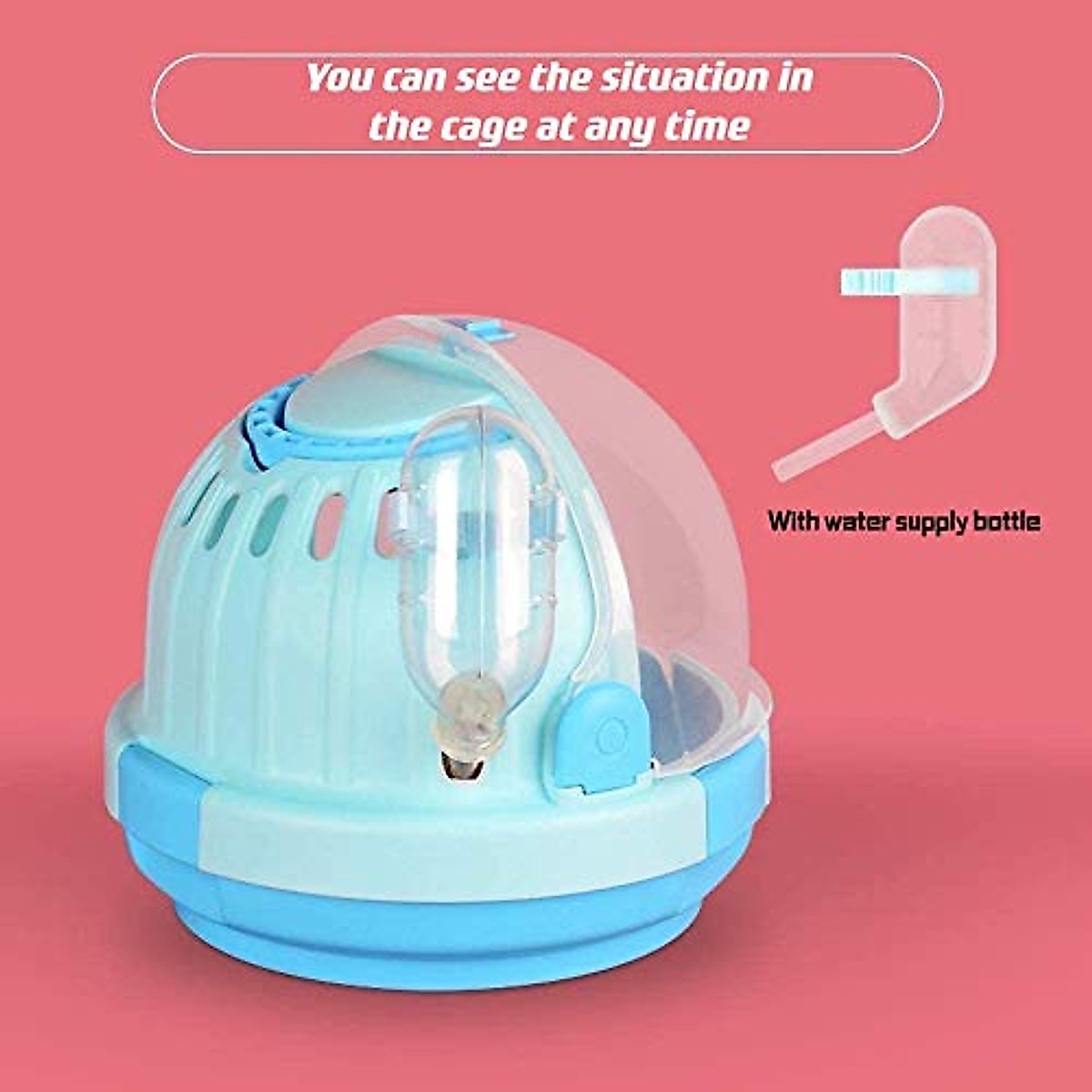 Eonpet Travel cage for Small Animals Hamster Carrier Cage Portable Carrier Hamster Carry Case Cage with Water Bottle Travel&Outdoor for Hamster Small Animals Travel cage for Small Animals(Blue)