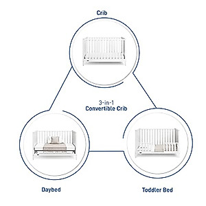 Graco Melbourne 3-in-1 Convertible Crib (White) – Converts from Baby Crib to Toddler Bed and Daybed, Fits Standard Full-Size Crib Mattress, Adjustable Mattress Support Base