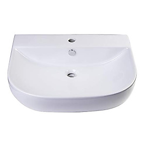 ALFI brand AB111 D-Bowl Porcelain Wall Mounted Bath Sink, 24", White