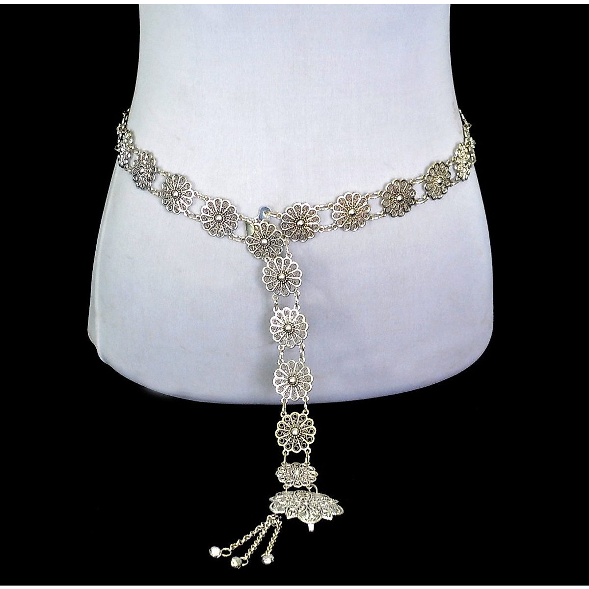 Idealway Bohemian Vintage Body Chain Silver Sun Flower Belt Chain Women Jewelry (1)