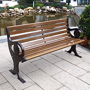 YLLSMGS Outdoor Bench Cast Aluminium with Slatted Seat and Dolphin-Shaped Chair Legs Metal Outside Bench for Lawn, Balcony(180cm/71in)