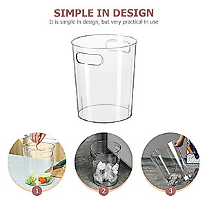 FOMIYES Clear Acrylic Trash Can Wastebasket Trash Bin with Handle Round Garbage Container Bin Small Plastic Wastebasket for Bathroom Bedroom Kitchen Home Office Dorm