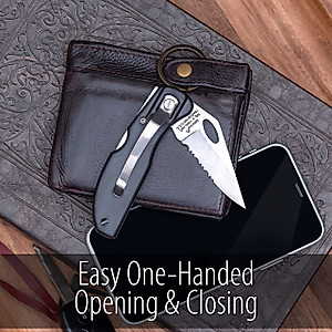 Maxam Lockback 7 (Open) Inch Pocket Knife - Stainless Steel Half Serrated Blade, Textured No-Slip Handle, Carry Clip, Black