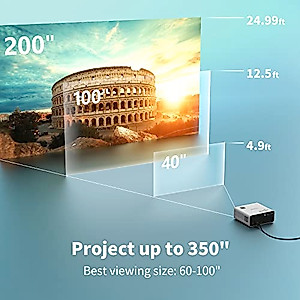 4K 400 ANSI 18500Lm Projector with WiFi and Bluetooth, White Noise Machine, WEWATCH V51P 4K Support 5G WiFi Bidirectional Bluetooth, Home Theater Movie Projectors Compatible with TV Stick iOS Android
