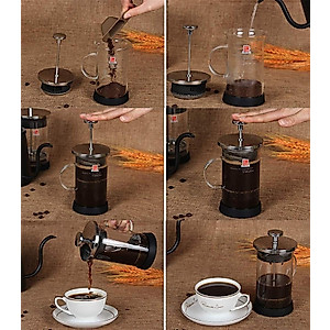 TONGSH French Coffee Press Espresso and Tea Maker Stainless Steel Plunger and Heat Resistant Glass