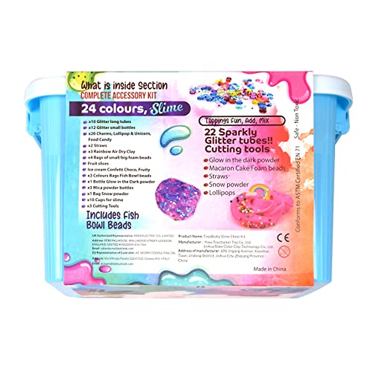 FINOCLAY Slime Kit for Boys Girls, Over 100 Accessories with 24 Non Sticky Premade Slimes in Gift Container, Galaxy, Unicorn Fluffy, Glow in Dark, Glitter, Charms, Fidget Pack Slime Set Party Toy