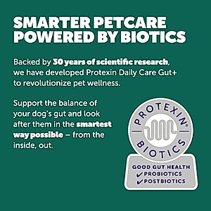 Protexin Daily Care Gut+ Digestive, 60 probiotic and postbiotic Dog Supplement Chews – Chicken and Carob Flavored