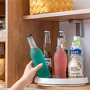 Roninkier Pantry Cabinet Lazy-Susan Turntable - Non-Skid Lazy Susan Organizer for Cabinet, Pantry, Kitchen, Countertop, Vanity Display Stand, 10-Inch and 12-Inch, White/Gray, 4-Pack