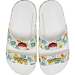 Crocs Unisex Classic Pikachu Sandals, Pokemon Shoes Slide, White/Multi, Numeric_8 US Men