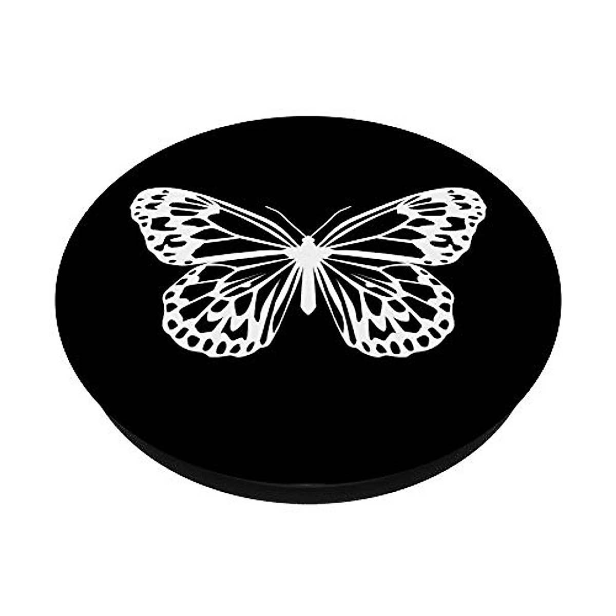 Cute White Butterfly Black Background PopSockets Swappable PopGrip