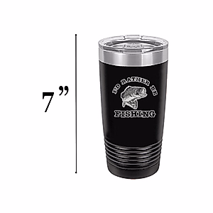 Rogue River Tactical Funny Fishing 20 Oz. Travel Tumbler Mug Cup w/Lid Vacuum Insulated Hot or Cold I'd Rather Be Fishing Bass Fishing Gift Fish (Black)
