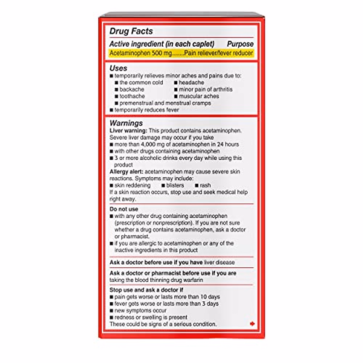 Tylenol Extra Strength Caplets with 500 mg Acetaminophen Pain Reliever Fever Reducer, 225 Count