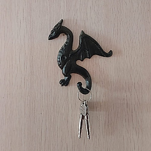 PlayDo Dragon Vintage Cast Iron Hooks Hangers for Wall Hanging Key Coats Towel (Dragon-3)