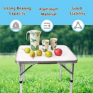 Camp Field Aluminum Folding Small Picnic Table, Adjustable Height Lightweight Portable Camping Table for Picnic Beach Outdoor Indoor (Medium)