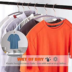 OIKA Hangers 50pack No Shoulder Bump Plastic Suit Hangers - Rose Gold Hooks,Non Slip Space Saving Clothes Hangers, Heavyduty,Rounded Hangers for Sweaters,Coat,Jackets,Pants,Shirts,Dresses Grey Hangers