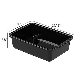 Tyminin 35 L Commercial Bus Tubs Box/Tote Box, Plastic Utility Basin Tub, Black, 4-Pack
