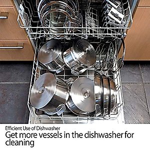 Cristel C14QMPKPPA Casteline Set with 1 qt Saucepan with Lid, long handle and 2 grips (5 Piece), Silver