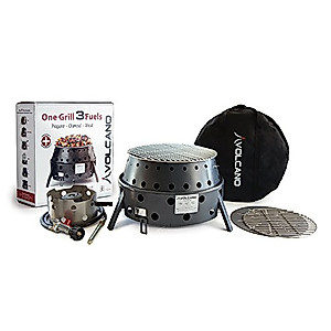 Volcano Grills 3-Fuel Portable Camping Stove/Fire Pit, Charcoal, Collapses down to 5 inches; for convenient portability and storage (VL-20-300)