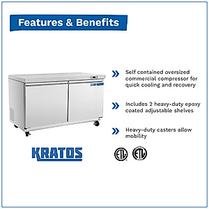 Kratos Refrigeration 69K-764 Commercial 48"W Undercounter Freezer, 2 Door