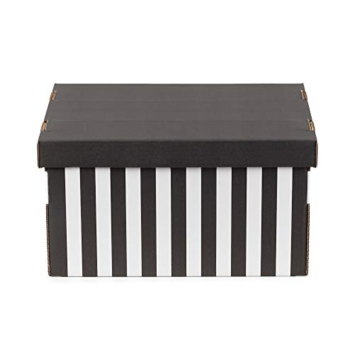 Compactor Set of 2 Storage Boxes in Corrugated Cardboard, With Handles, Stackable, Black, 40 x 31 x H. 21 cm, RAN613, Wood