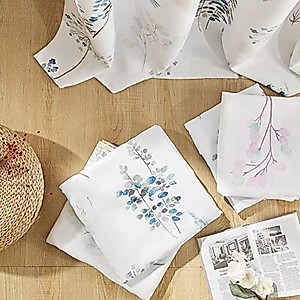 XTMYI Short Bathroom Curtains for Small Window,80% Blackout Watercolor Eucalyptus Wildflowers Boho Curtains for Kitchen Nursery,45 Inch Length,Sage Green and Grey