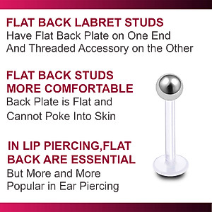 bodyjewellery 3pcs 16g Labret Studs Lip Ring Snakebite Monroe Bioflex Flexible Cartilage Conch Forward Helix Tragus Steel Ball Pick Size (3 Pcs(8mm))