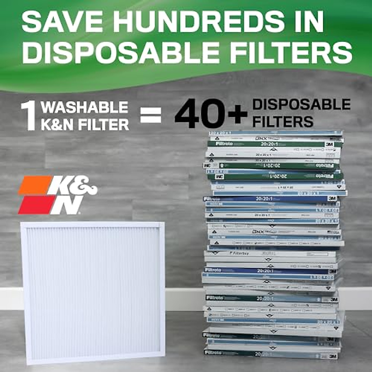 K&N 20X25X1 HVAC Furnace Air Filter, Lasts a Lifetime, Washable, Merv 13, the Last HVAC Filter You Will Ever Buy, Breathe Safely at Home or in the Office, HVC-13-12025