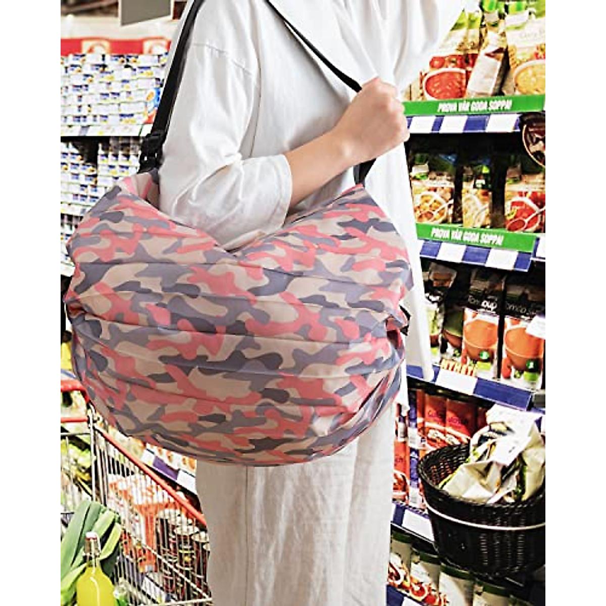 WEIBYEDAN Reusable Grocery Bags,Foldable Portable Shopping Bags,Large Capacity Picnic camping bag Tote Bag