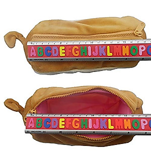 Plush Animal Stationery Cartoon Cute Dog Pencil Case for Women and Cosmetic Bag for Purse 1 Pack Corgi Brown