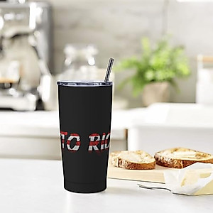 VKKOEWL Puerto Rico Stainless Steel Insulated Tumbler 20 Oz Travel Water Bottle Coffee Mug Drink Cup With Lid Straw