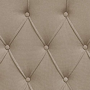 Lillian August Modern Wingback Upholstered Headboard with Diamond-Tufting, Soft Fabric Bedroom Accent Furniture, Eastern King, Beige