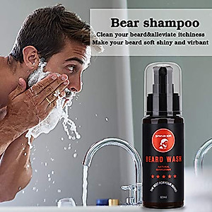 SMINIKER Beard Grooming Kit, 2 x Beard Oil, Beard Balm, Beard Shampoo,Beard Brush, Beard Comb, Beard & Mustache Scissors Beard Care Unique Gifts for Men Beard Growth & Trimming Kit