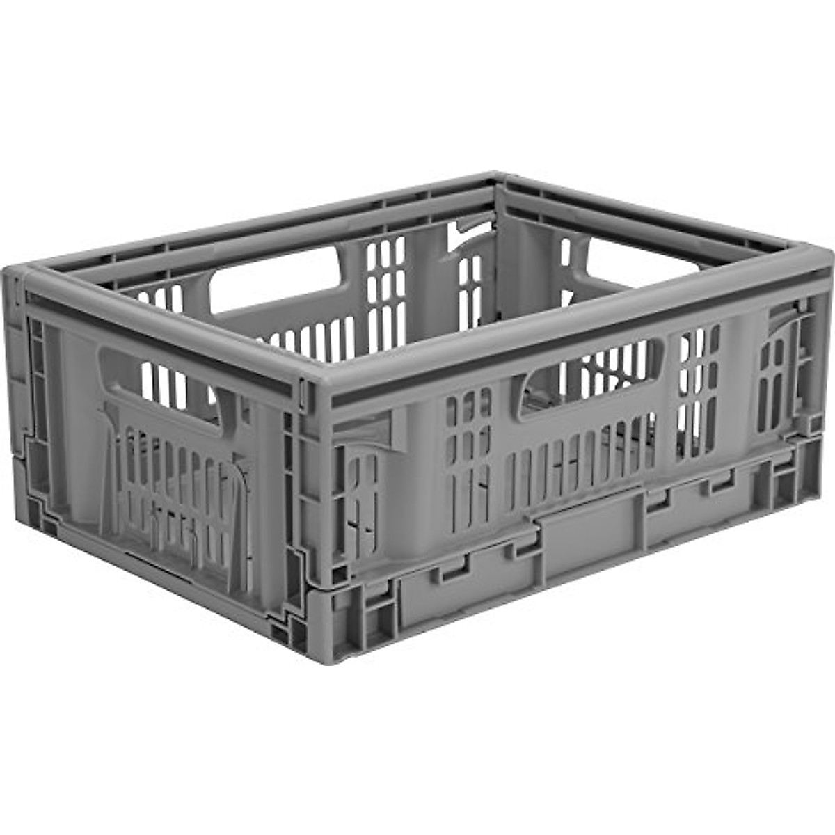 CleverMade CleverCrates Pro-Grade 15.8 Liter Collapsible Storage Bin/Container: Grated Wall Utility Basket/Tote, Grey, 3 Pack